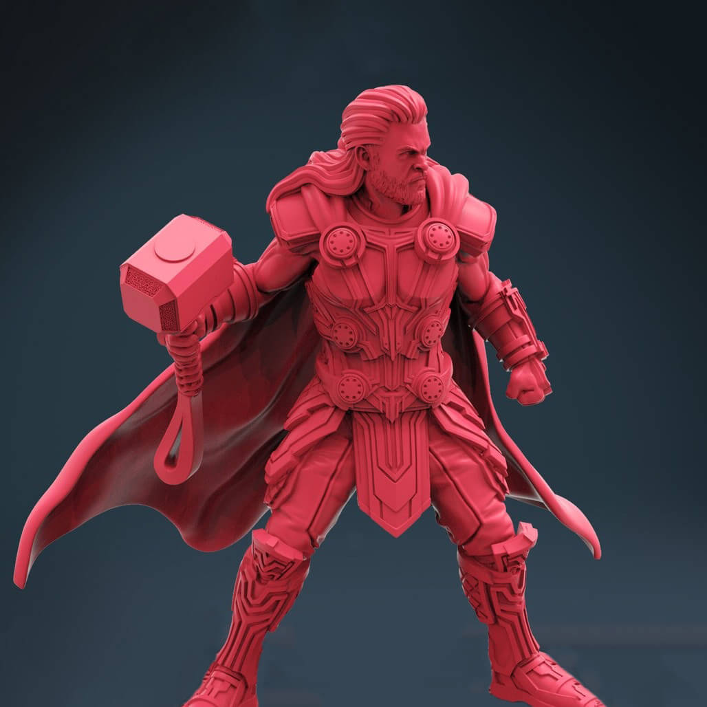 Thor With Hammer Statue - 3D Model by 3dprintmodel91