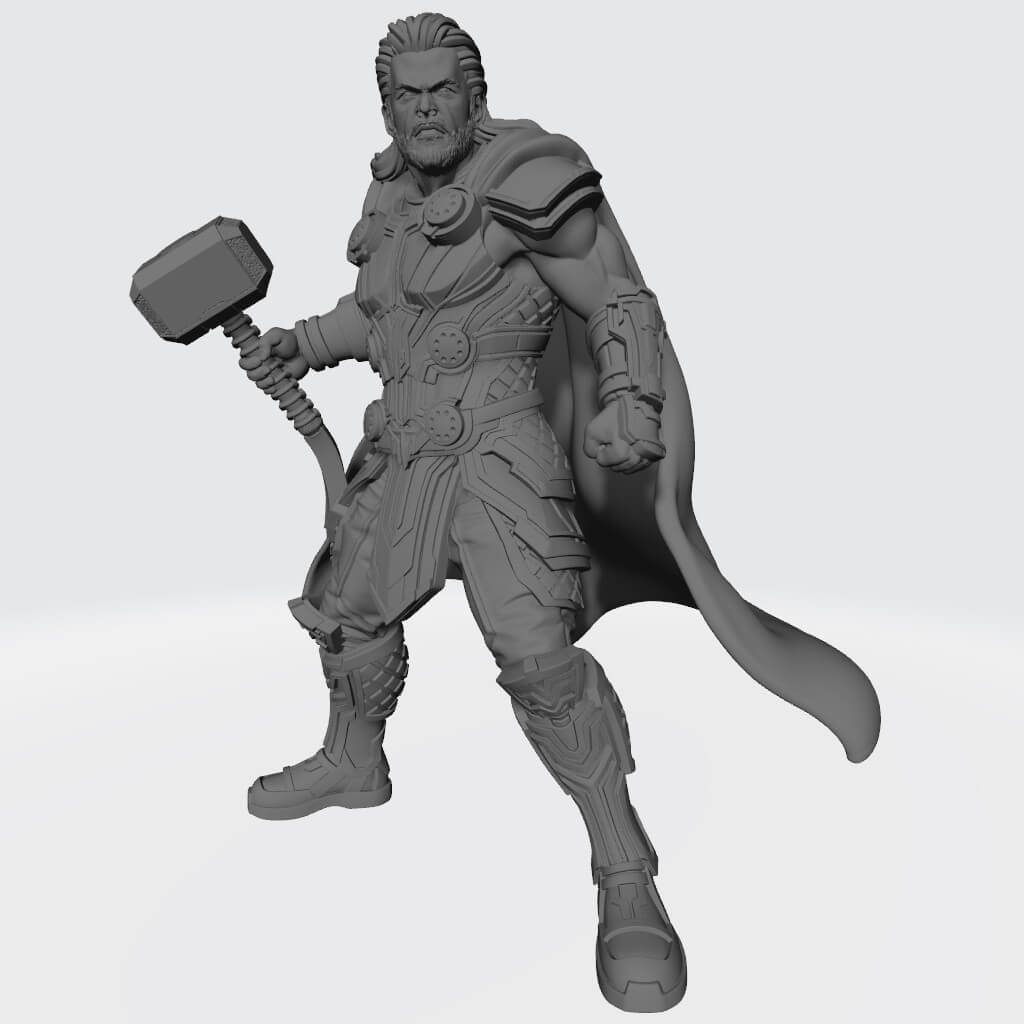 Thor With Hammer Statue - 3D Model by 3dprintmodel91