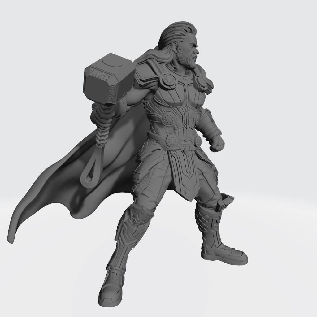 Thor With Hammer Statue - 3D Model by 3dprintmodel91
