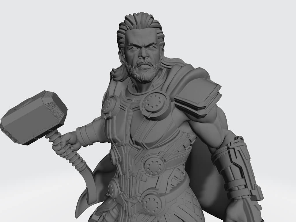 Thor With Hammer Statue - 3D Model by 3dprintmodel91