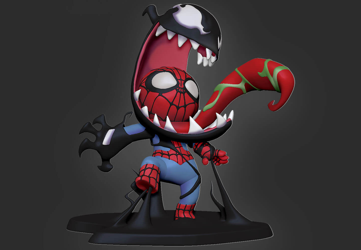 Venom Take Over Spiderman Chibi - 3D Model by 3dprintmodel91
