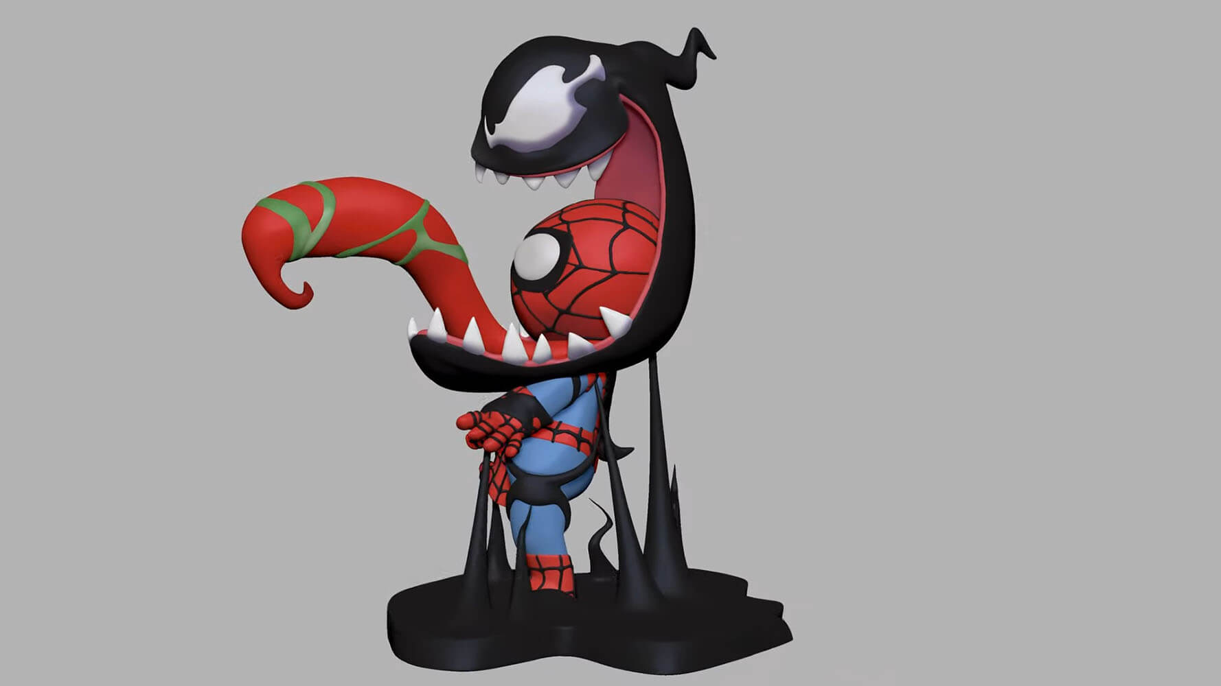 Venom Take Over Spiderman Chibi - 3D Print Model by 3dprintmodel91