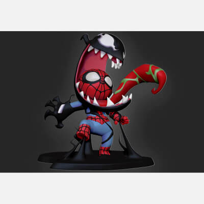 Venom Take Over Spiderman Chibi - 3D Model by 3dprintmodel91