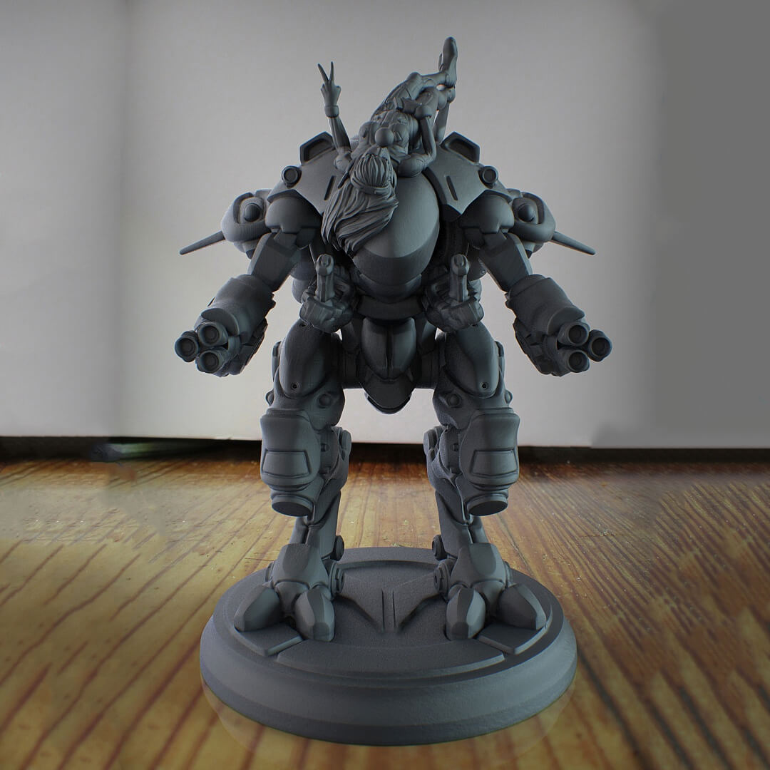 Dva and Meka Overwatch Figures - 3D Print Model by 3DPrintModel9x