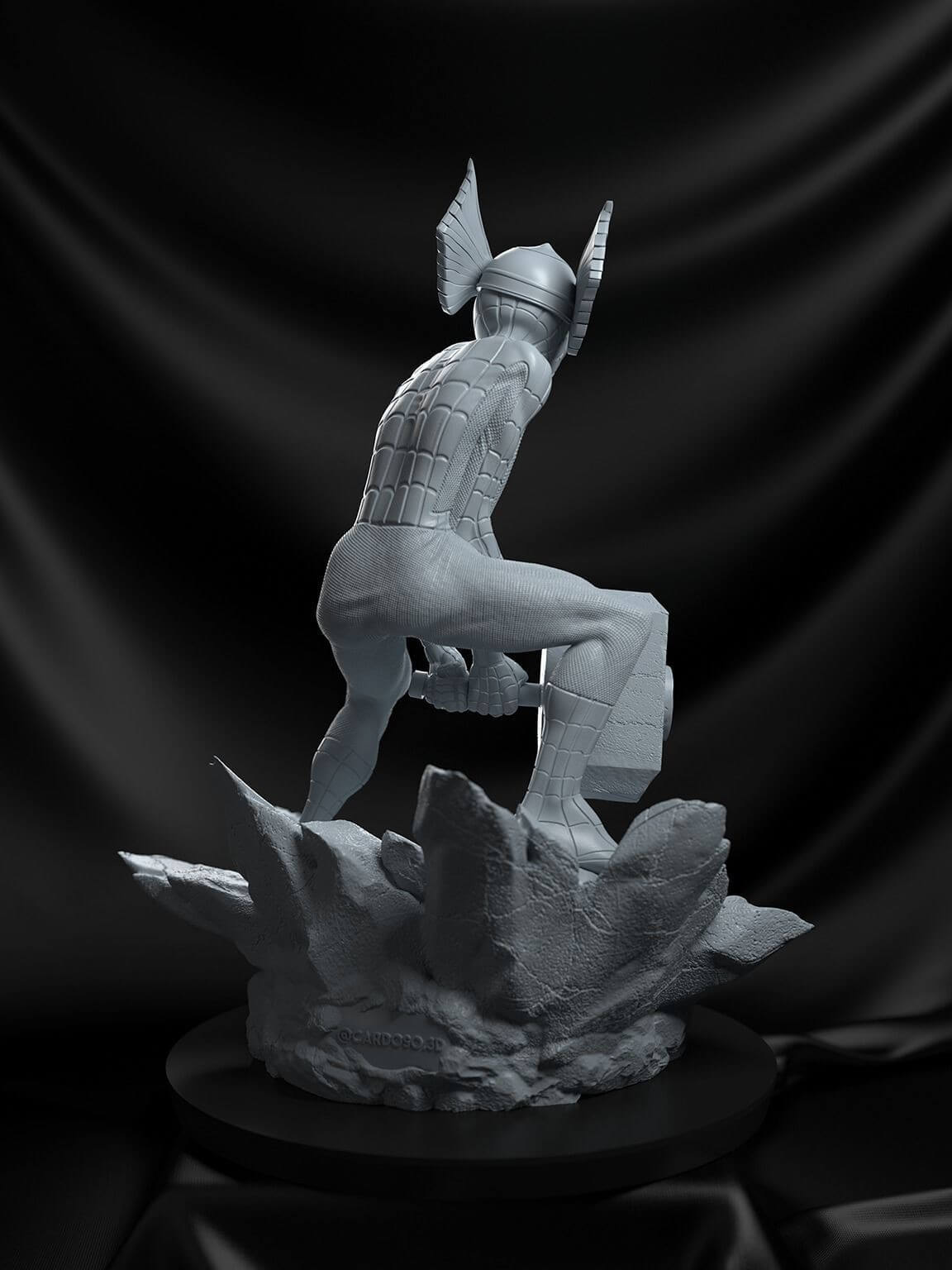 Spiderman Thor Statue - 3D Model by 3DPrintModel9x