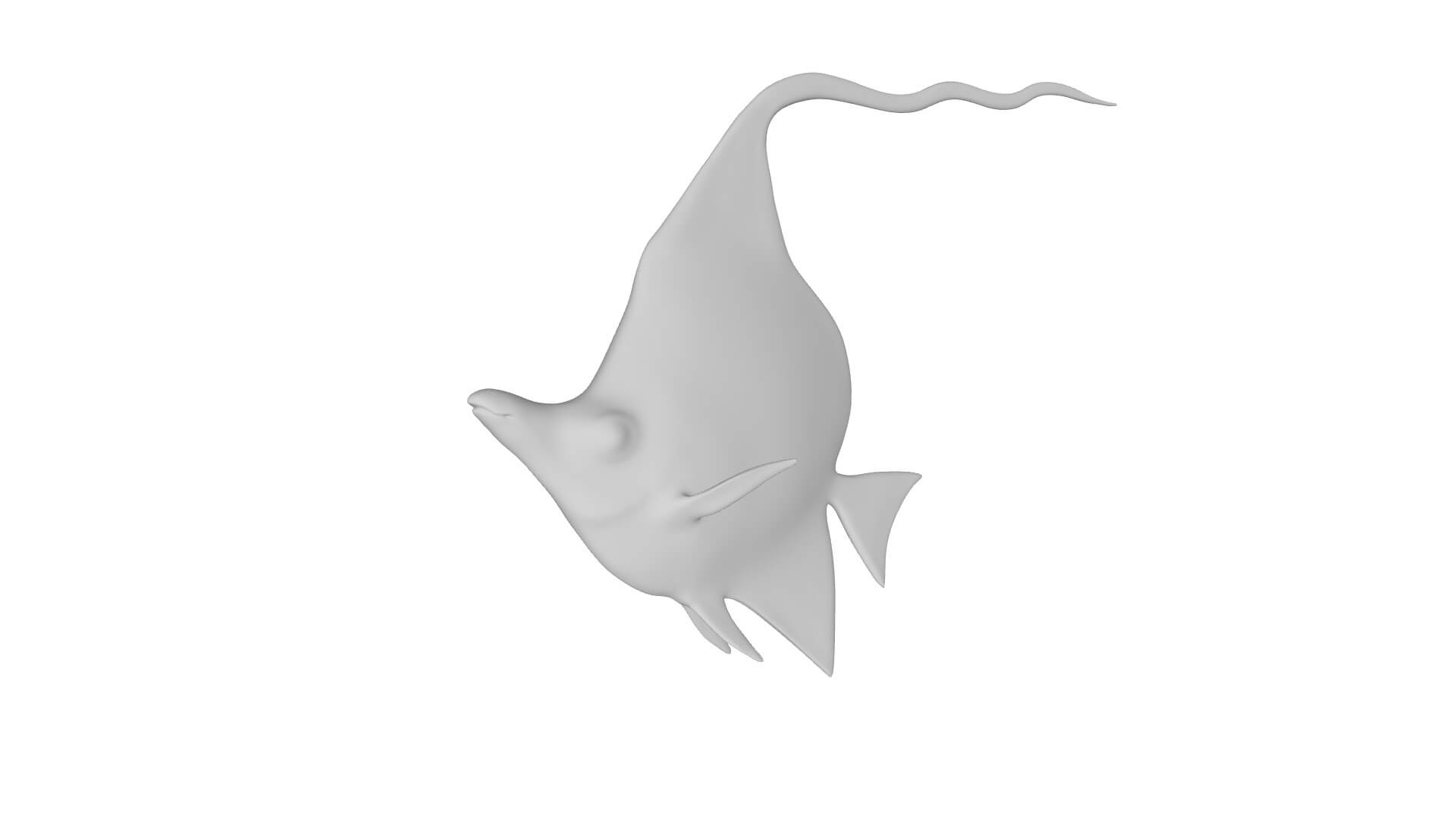 Angel Fish Animal Sculpture - 3D Model by 3dprintmodelSG