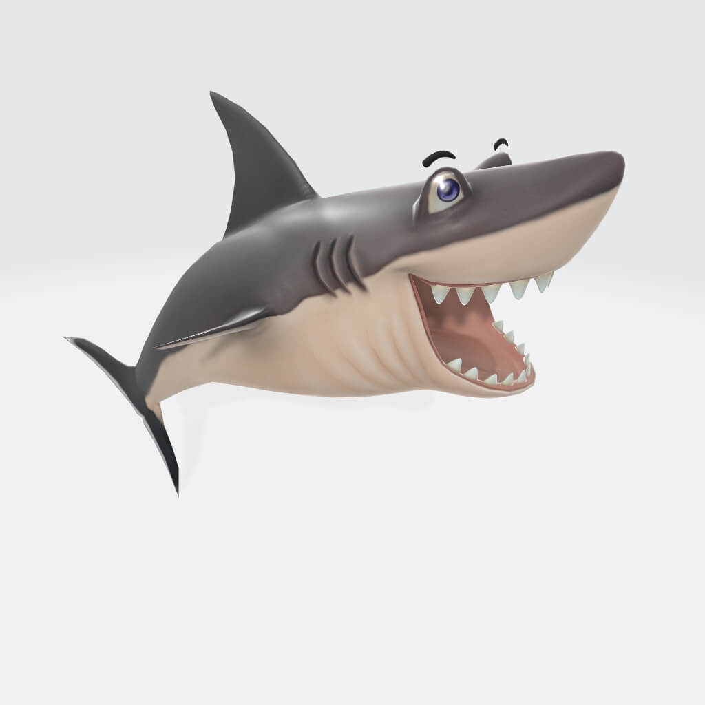 Cartoon Shark 3D Model Ready To Print by 3dprintmodelSG