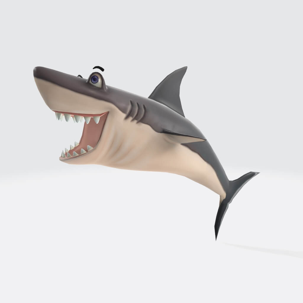 Cartoon Shark - 3D Model by 3dprintmodelSG