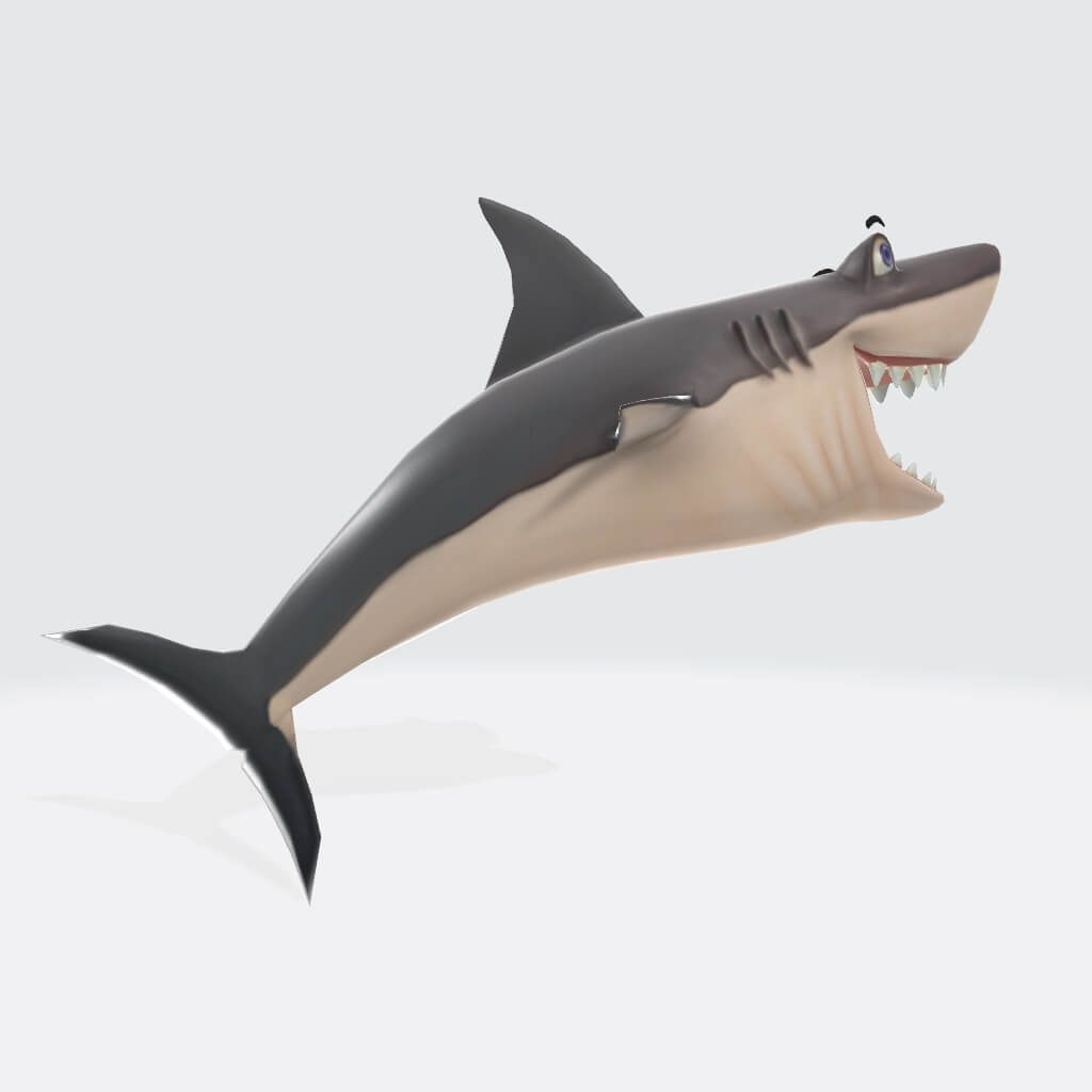 Cartoon Shark - 3D Model by 3dprintmodelSG