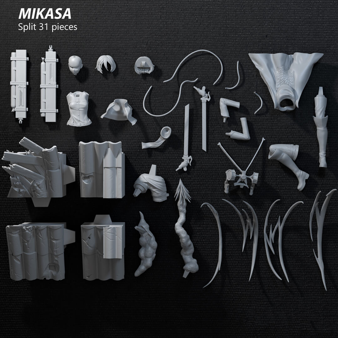 Mikasa Ackerman Figurines - 3D Model by 3dprintmodelSG