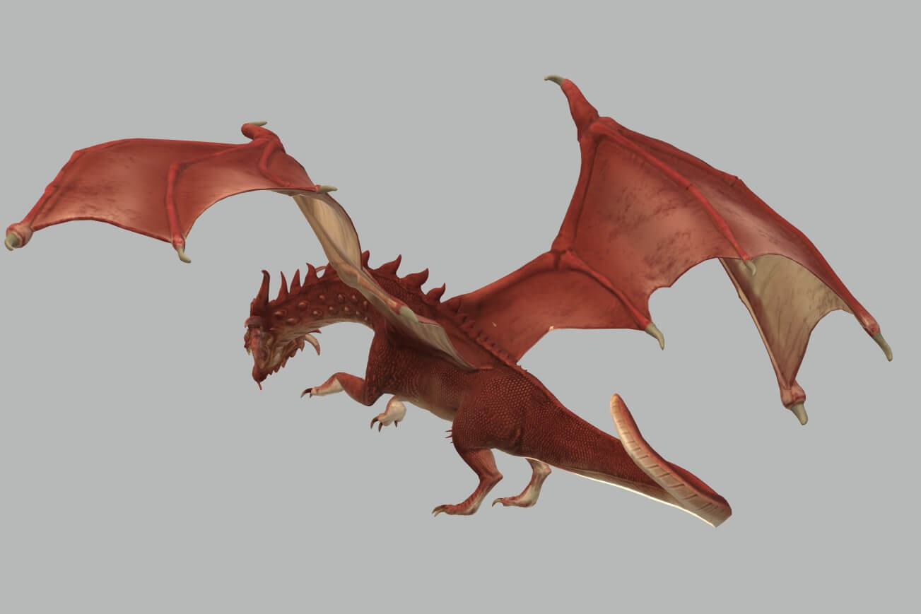 Fantasy Red Dragon - 3D Model by 3dprintmodelSG