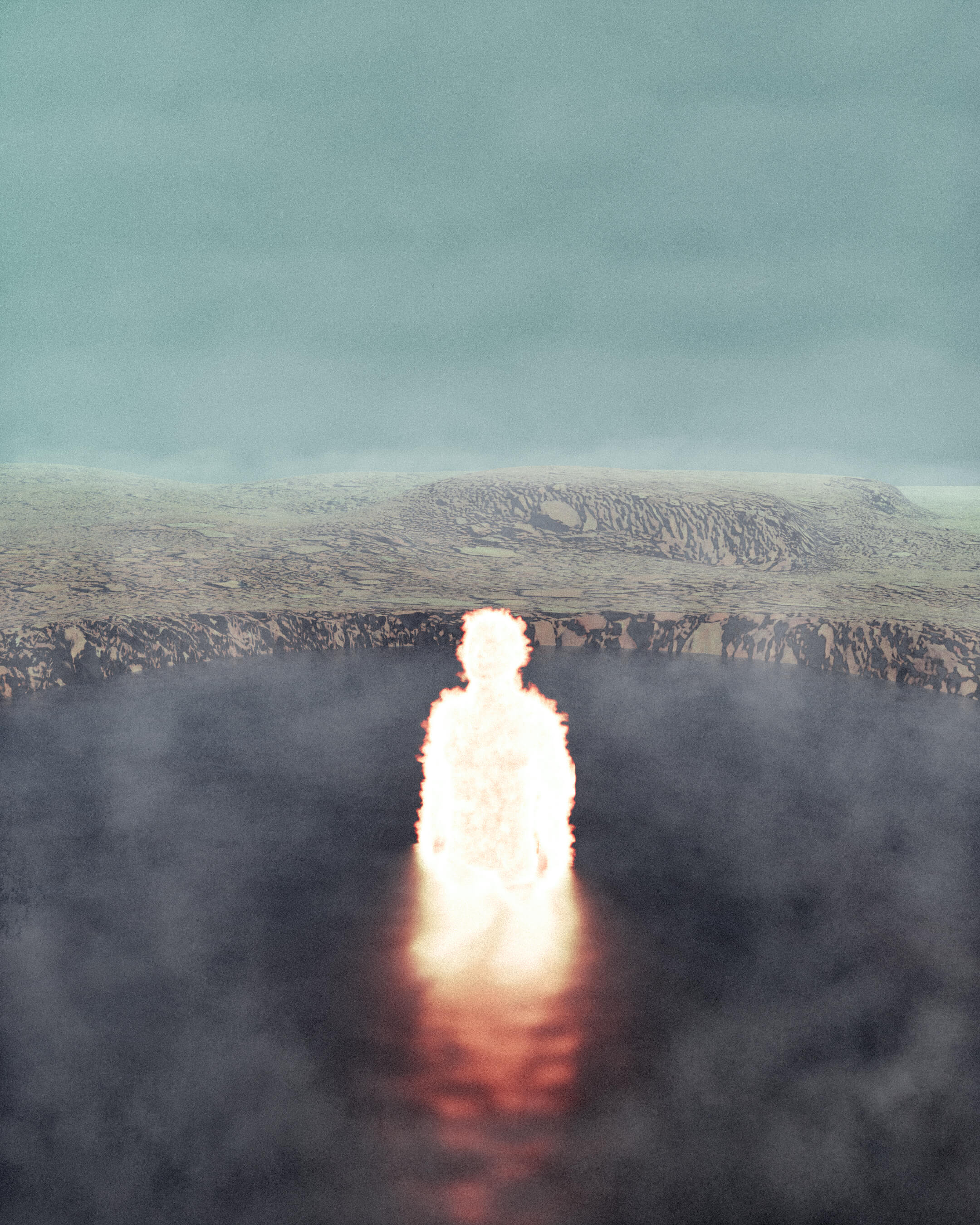 A Man in Flames 3D Render, Digital Art by 3Draakay