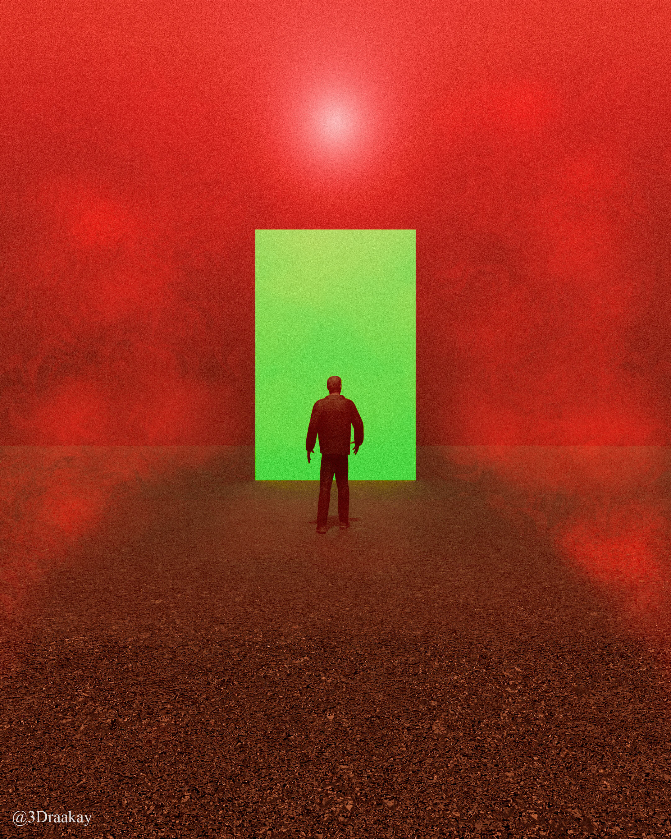 Green Door 3D Render, Digital Art by 3Draakay