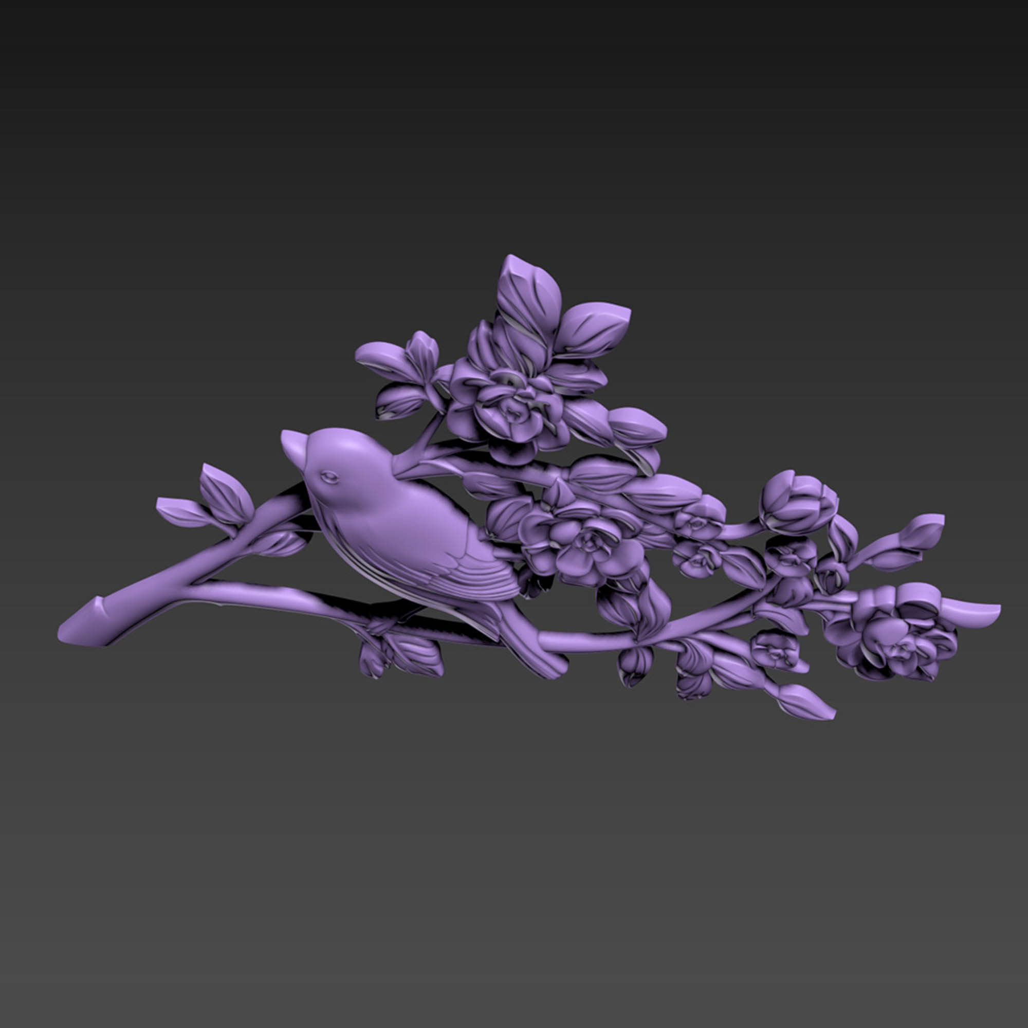 Bird Flowers Relief for CNC - 3D Model by 3DRelief
