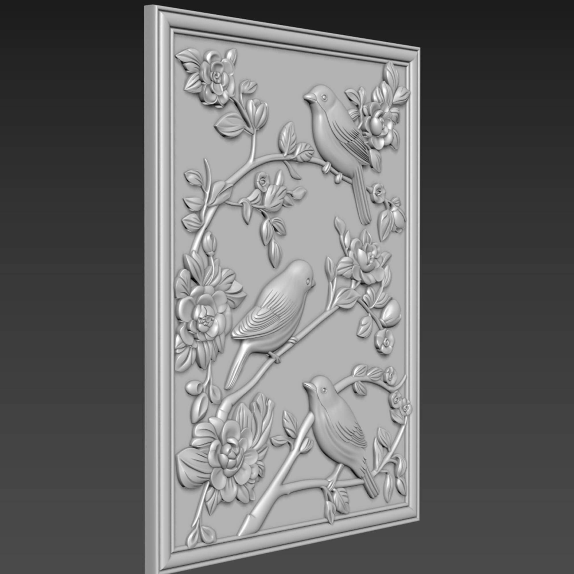 Birds Wall Decor Bas-Relief 3D Model by 3DRelief