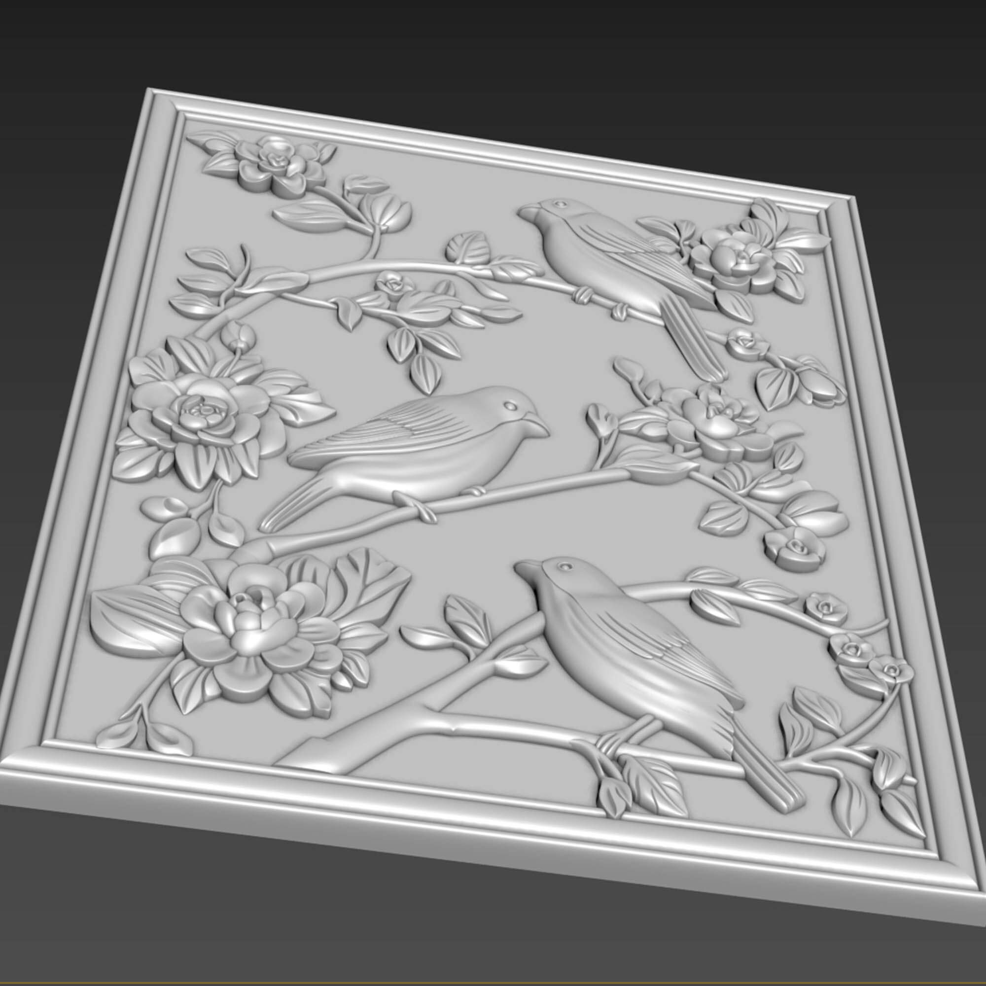 Birds Wall Decor Bas-Relief 3D Model by 3DRelief