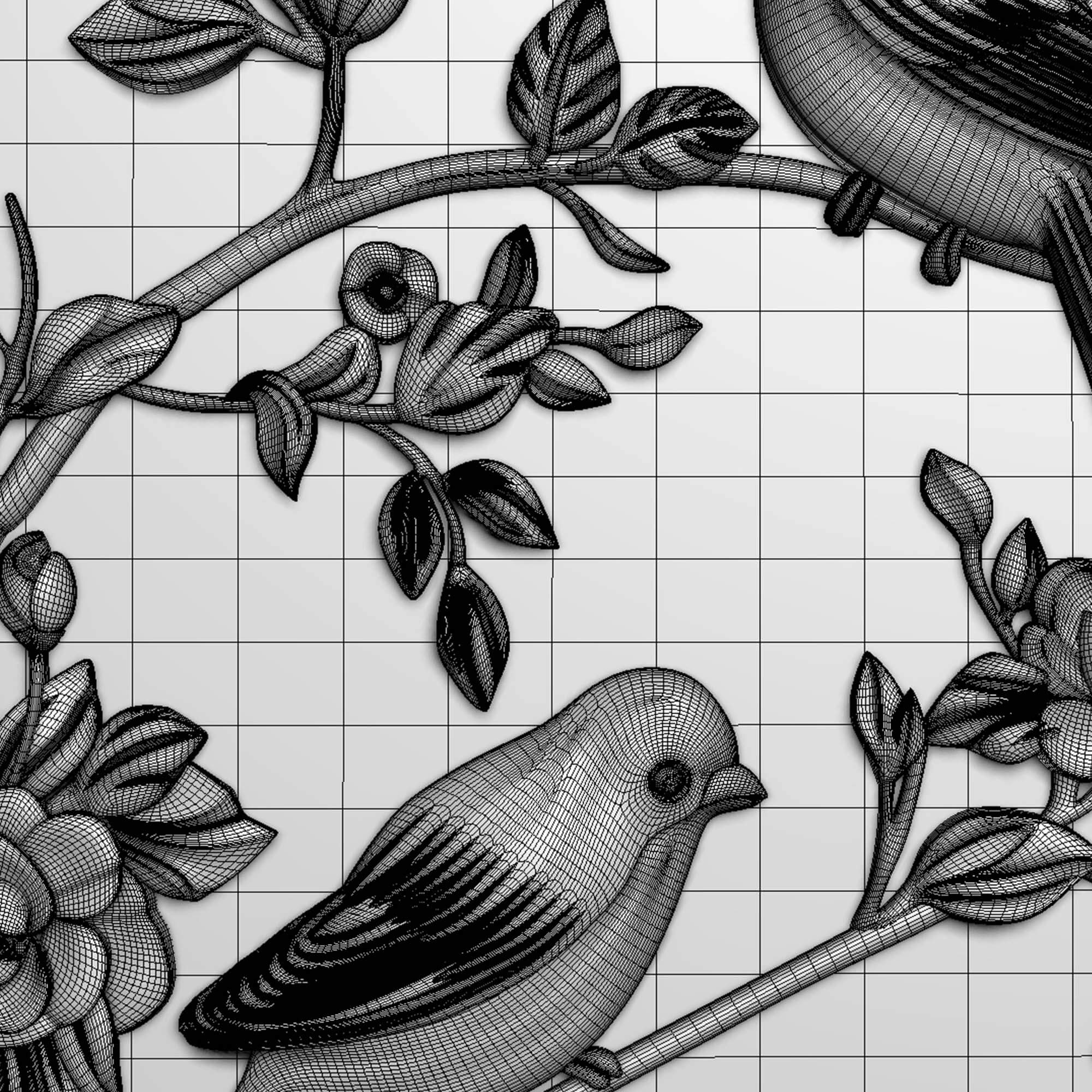 Birds Wall Decor Bas-Relief 3D Model by 3DRelief