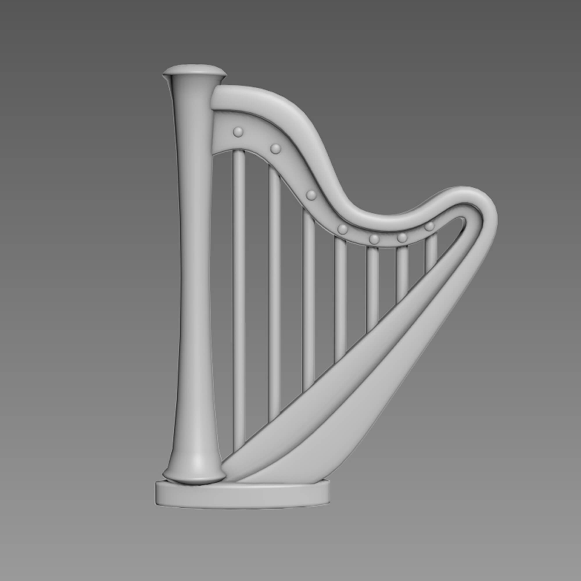 Harp Decor Relief - 3D Model by 3DRelief