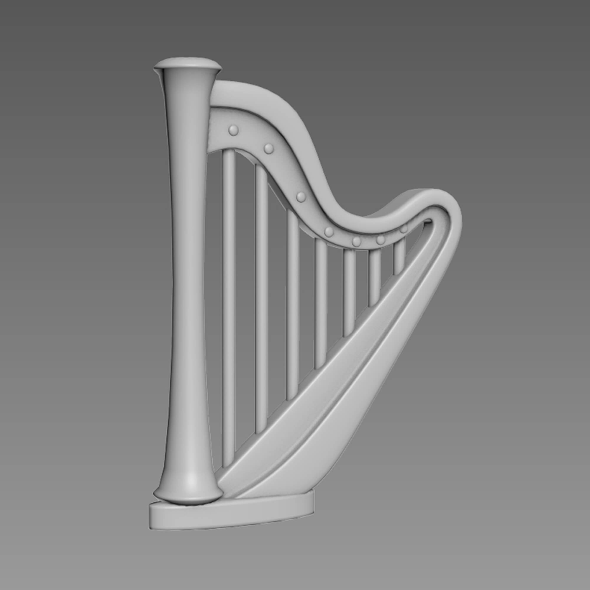 Harp Decor Relief - 3D Model by 3DRelief