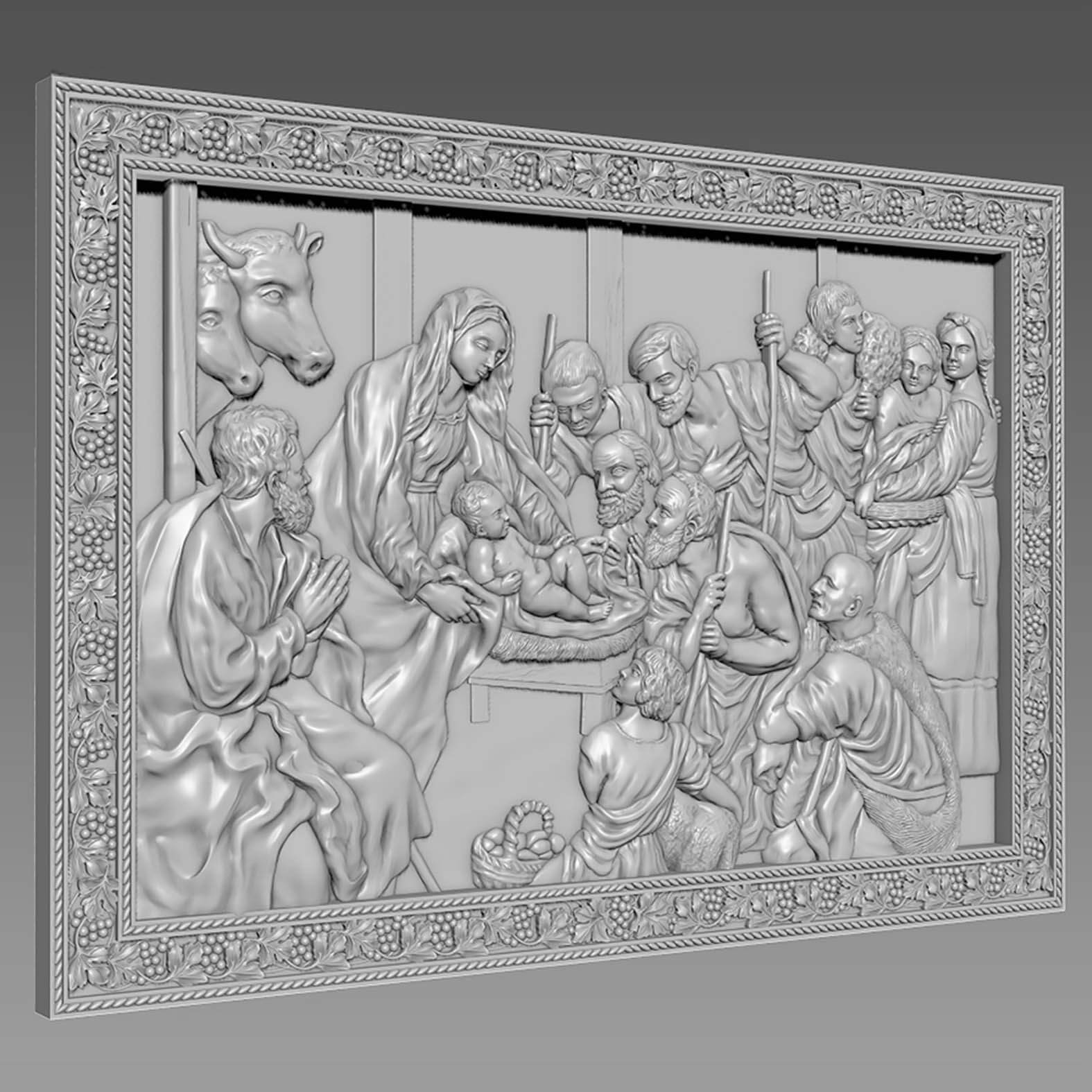 Jesus Birth Bas-Relief 3D Model by 3DRelief