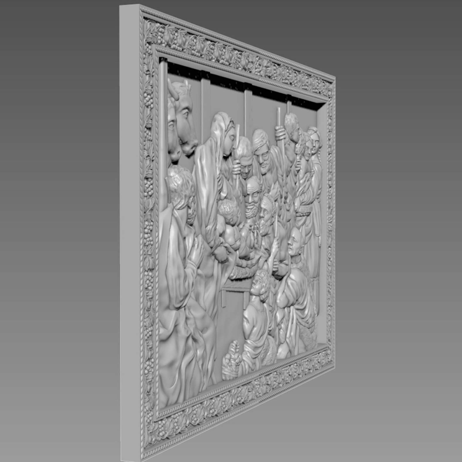 Jesus Birth Bas-Relief 3D Model by 3DRelief