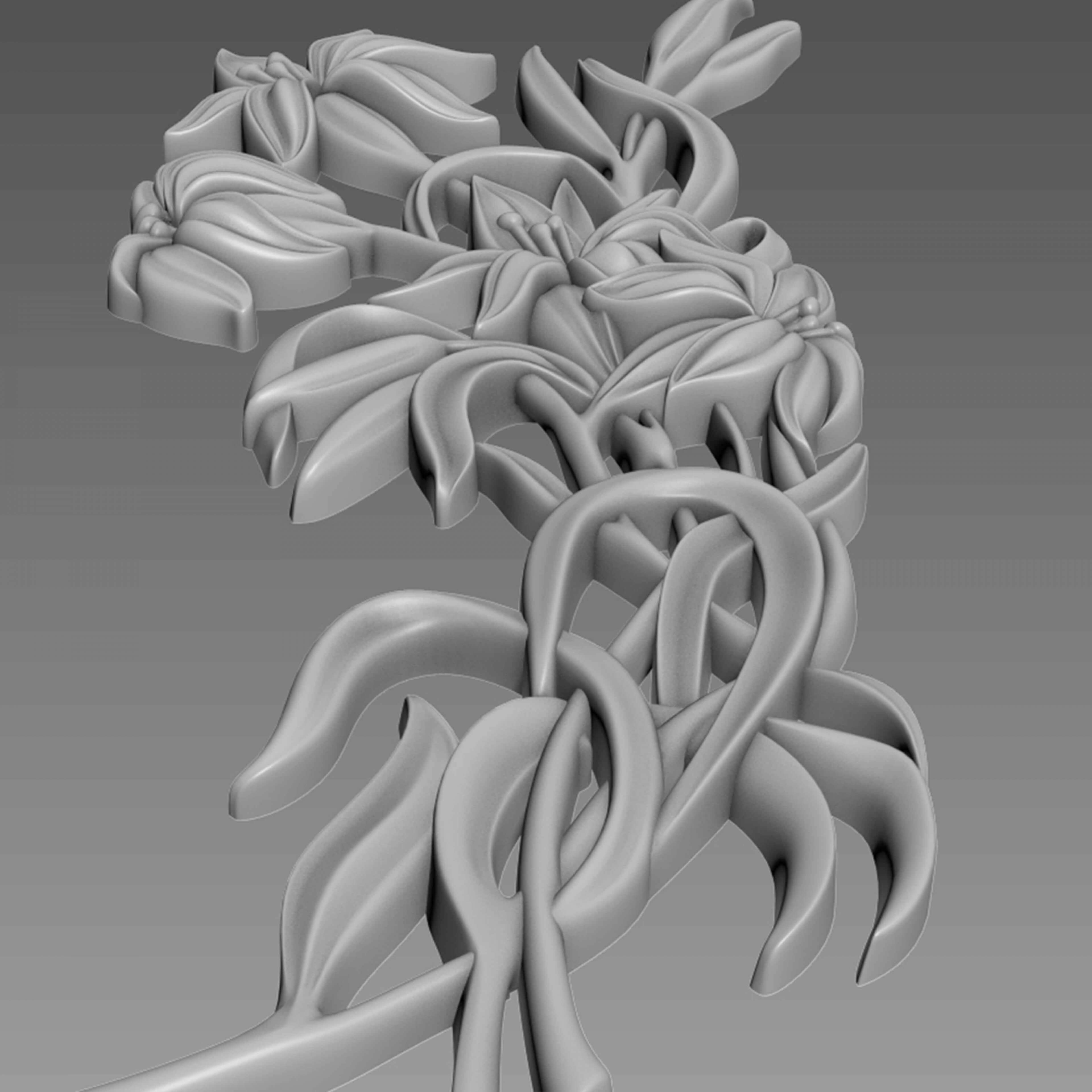 Lily Flowers Bas-Relief 3D Model by 3DRelief