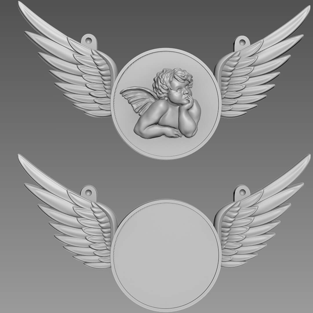 Medallion Angel - 3D Model by 3DRelief