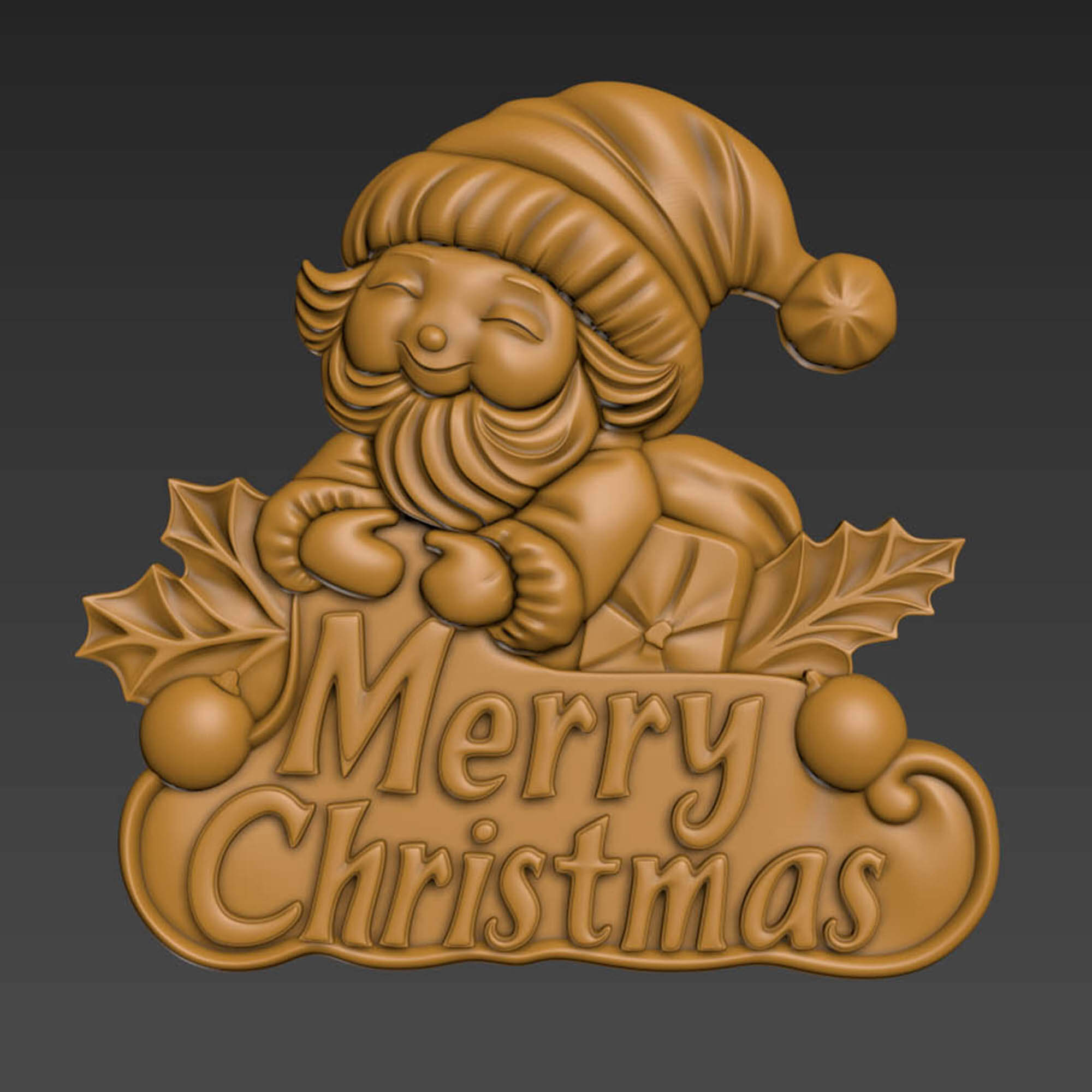 Merry Christmas Santa Claus 3D Relief by 3DRelief