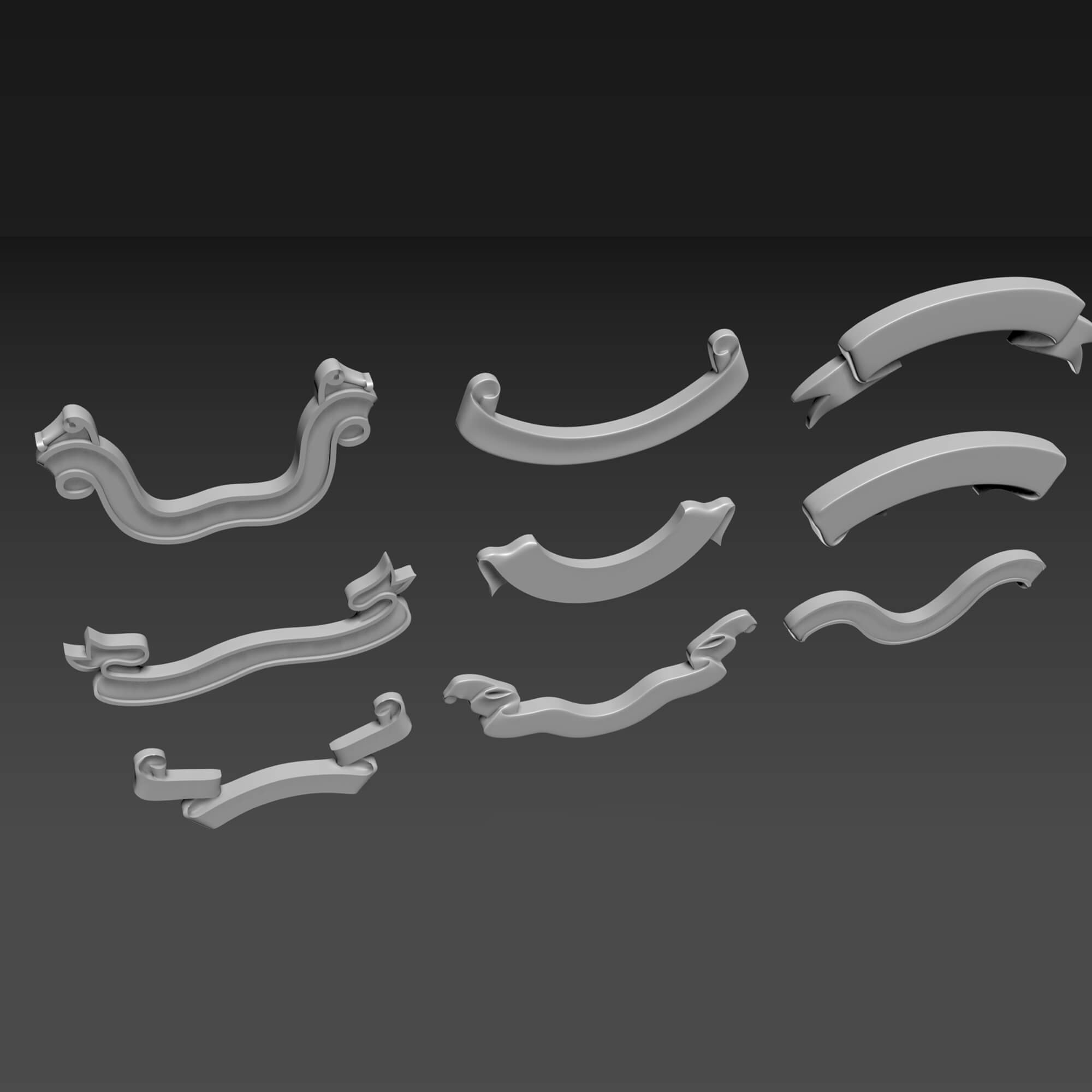 Ribbons for Inscription Logo Emblem - 3D Model by 3DRelief