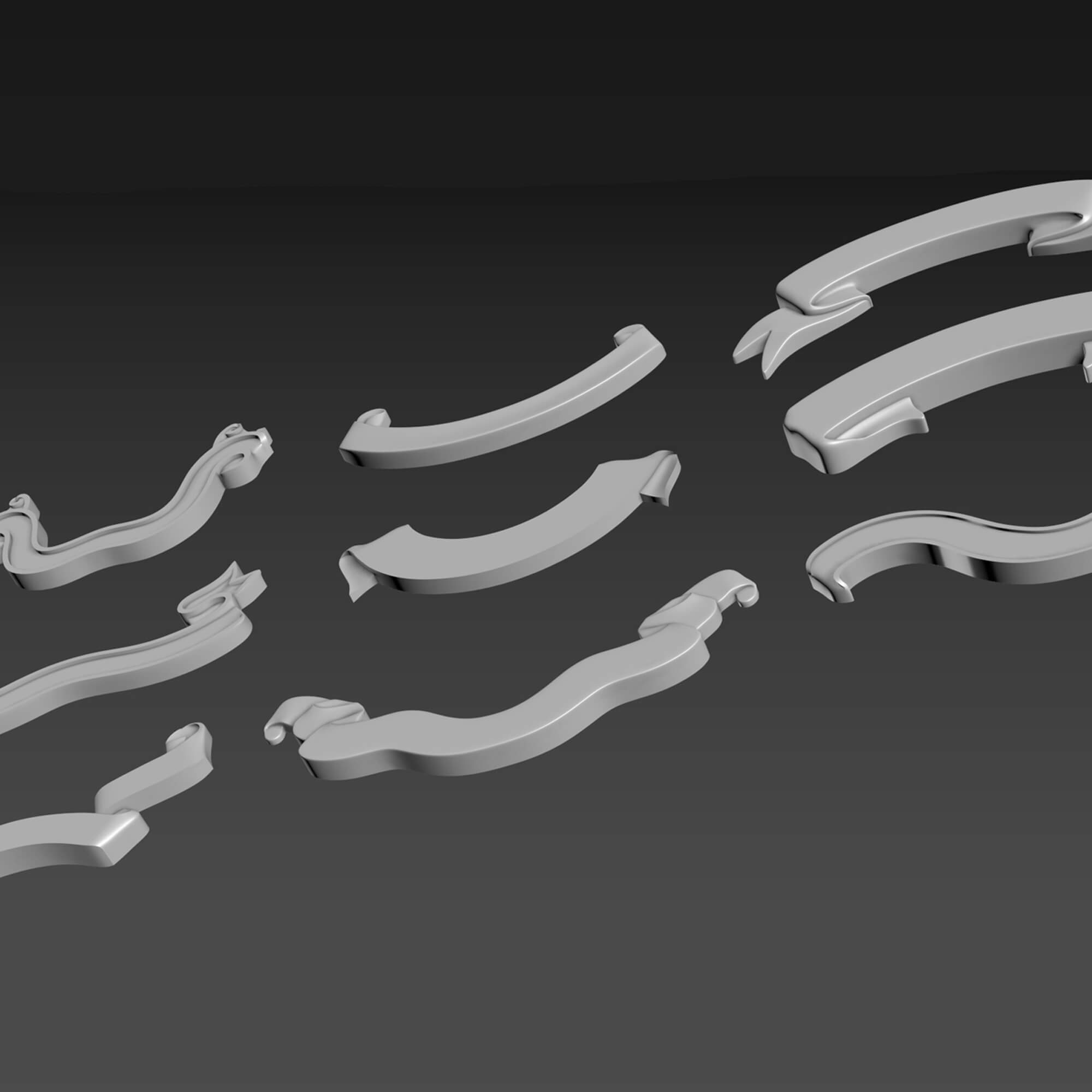 Ribbons for Inscription Logo Emblem - 3D Model by 3DRelief