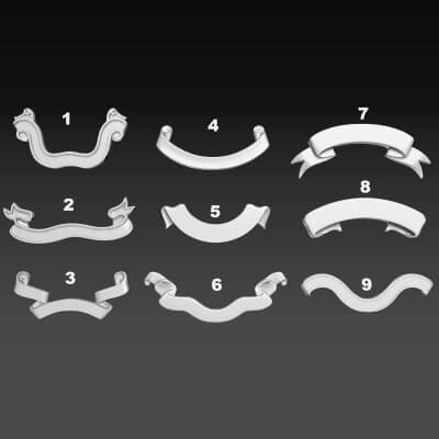 Ribbons for Inscription Logo Emblem - 3D Model by 3DRelief