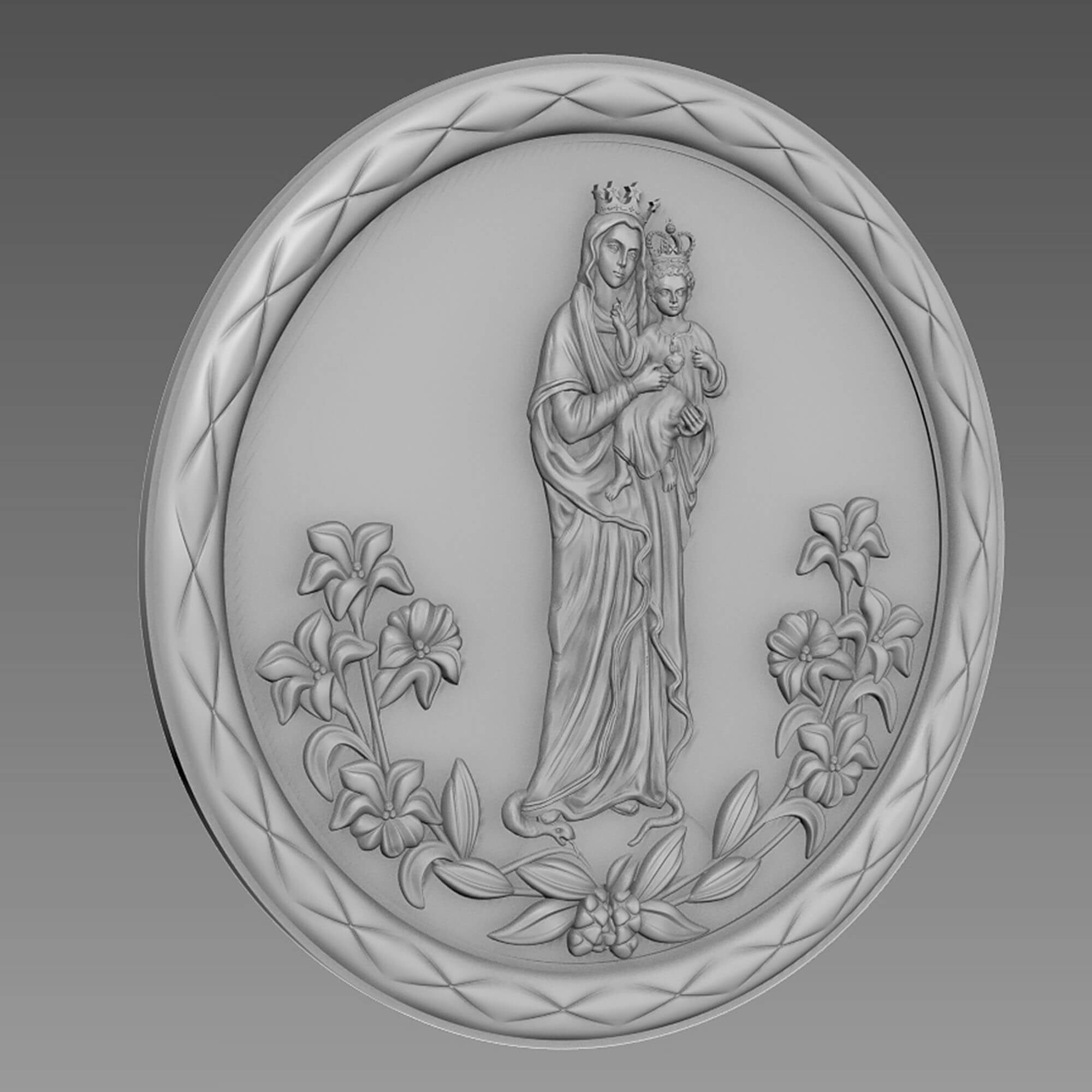Virgin Mary and Child - 3D Model by 3DRelief