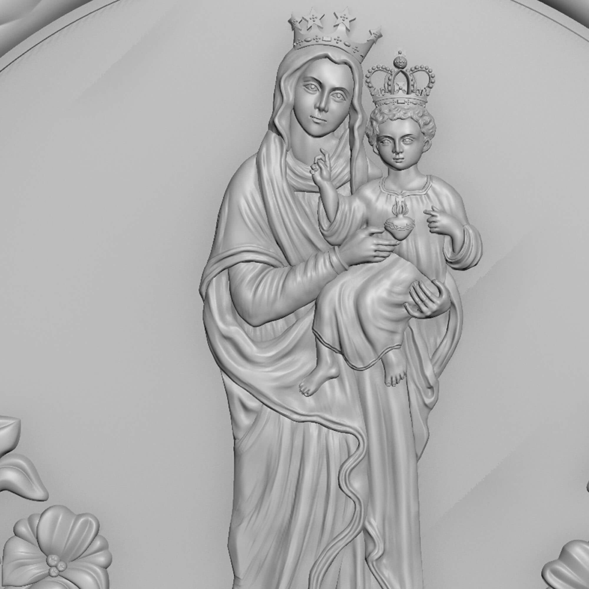 Virgin Mary and Child - 3D Model by 3DRelief