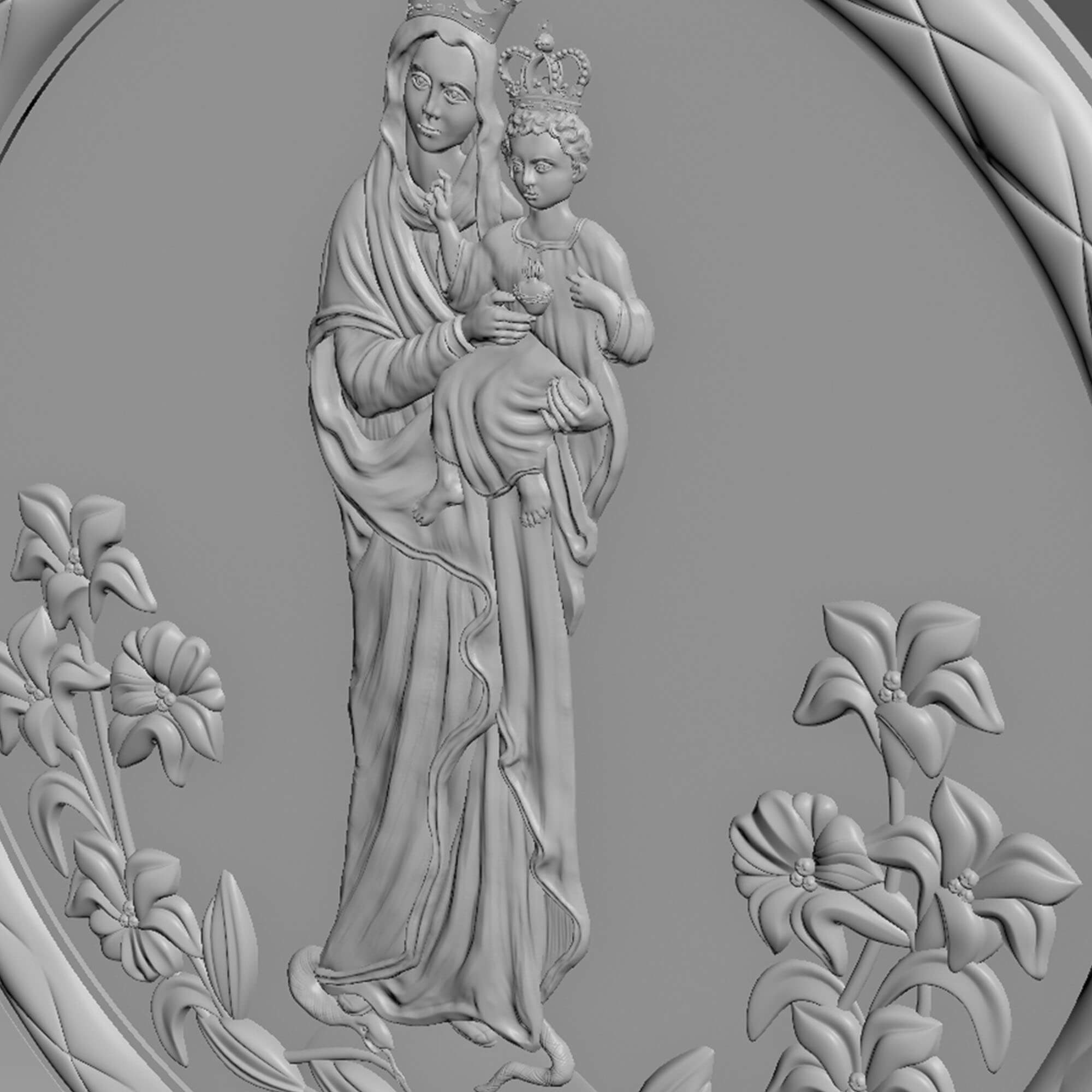 Virgin Mary and Child - 3D Model by 3DRelief