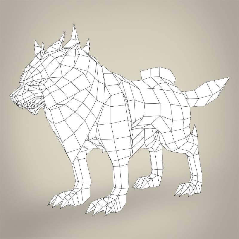 Fantasy Monster Wolf - 3D Model by 3dseller