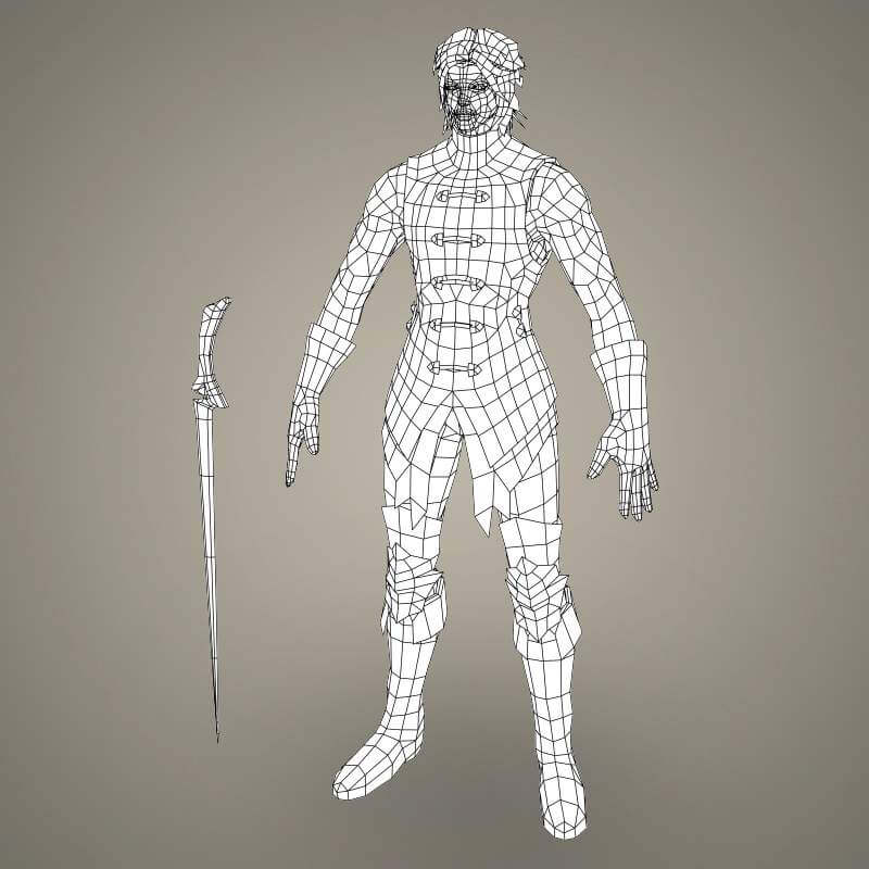 Fantasy Warrior Character with Sword - 3D Model by 3dseller
