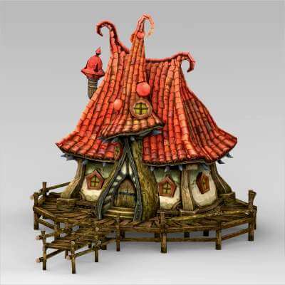Fantasy Wooden Hut - 3D Model by 3dseller