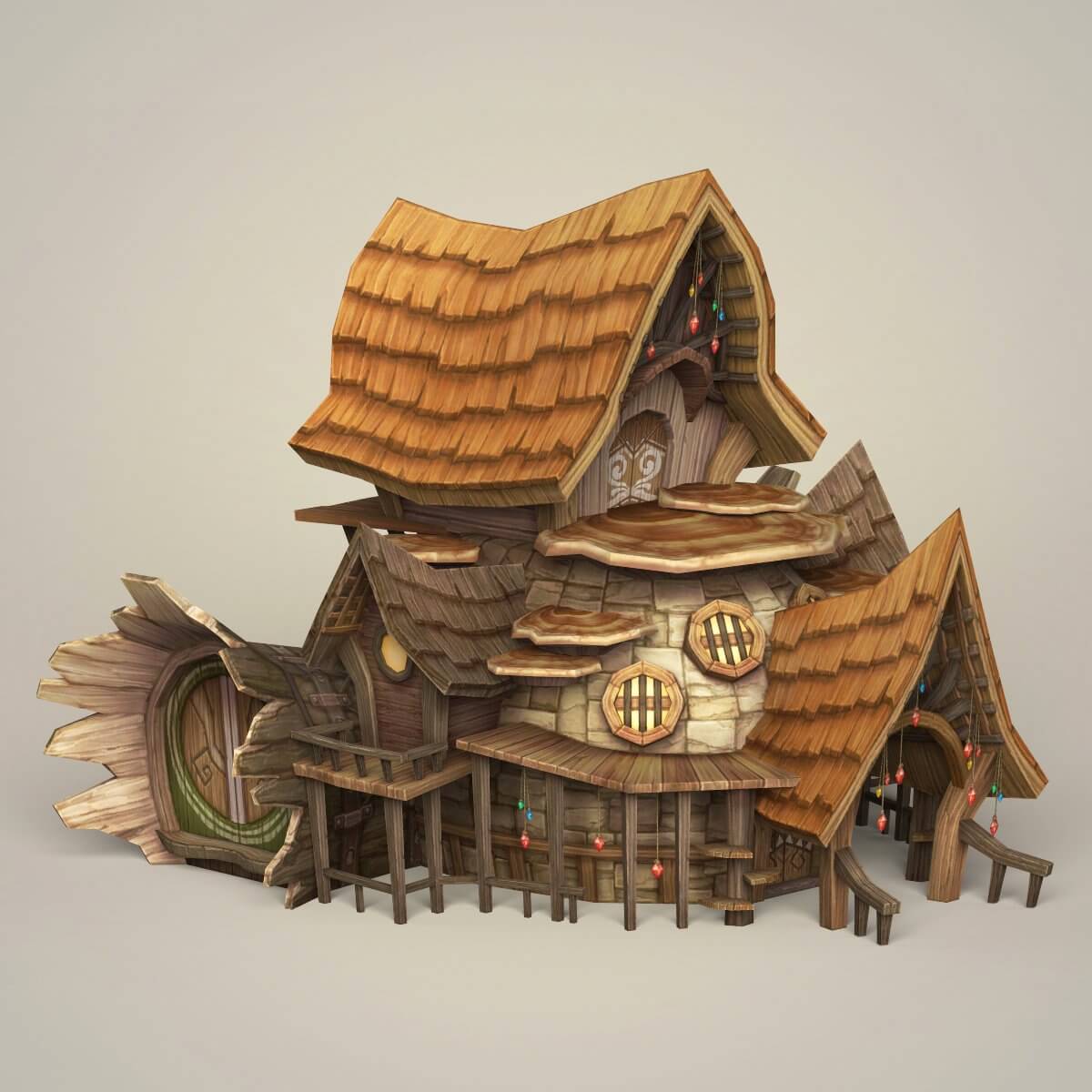 Fantasy Wooden Hut - 3D Model by 3dseller
