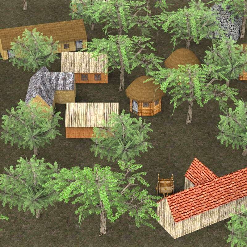Old Village Scene - 3D Model by 3dseller