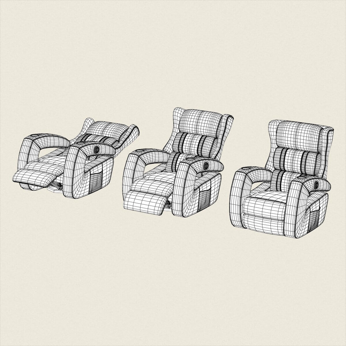 Realistic Recliner Chair Collection - 3D Model by 3dseller
