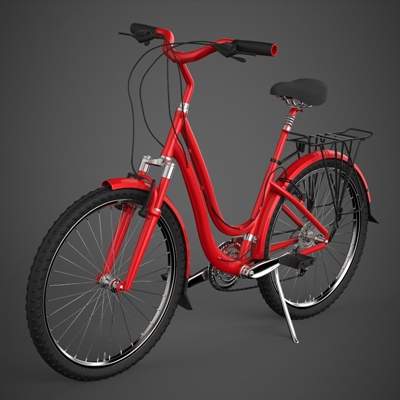 Realistic Red Bicycle - 3D Model by 3dseller