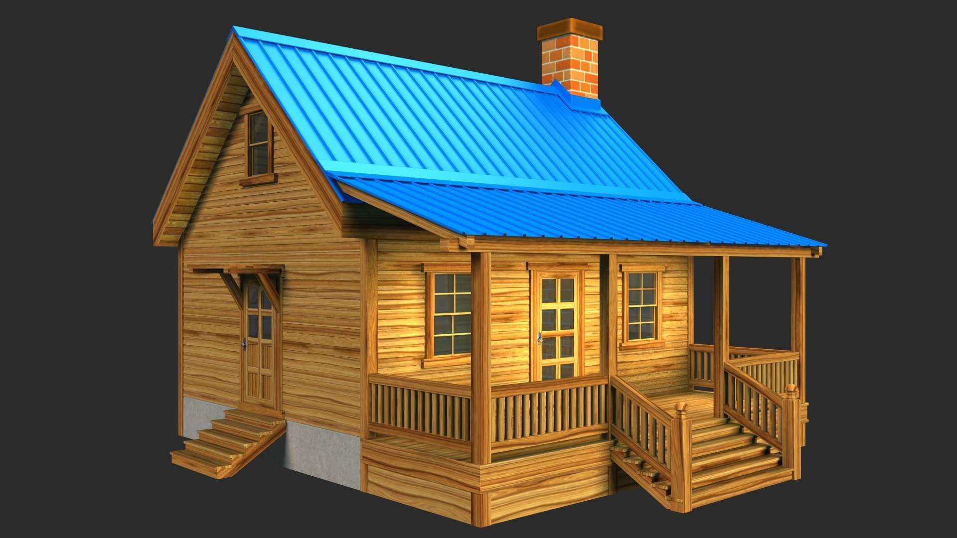 Wooden House V01 - 3D Model by 3dShop
