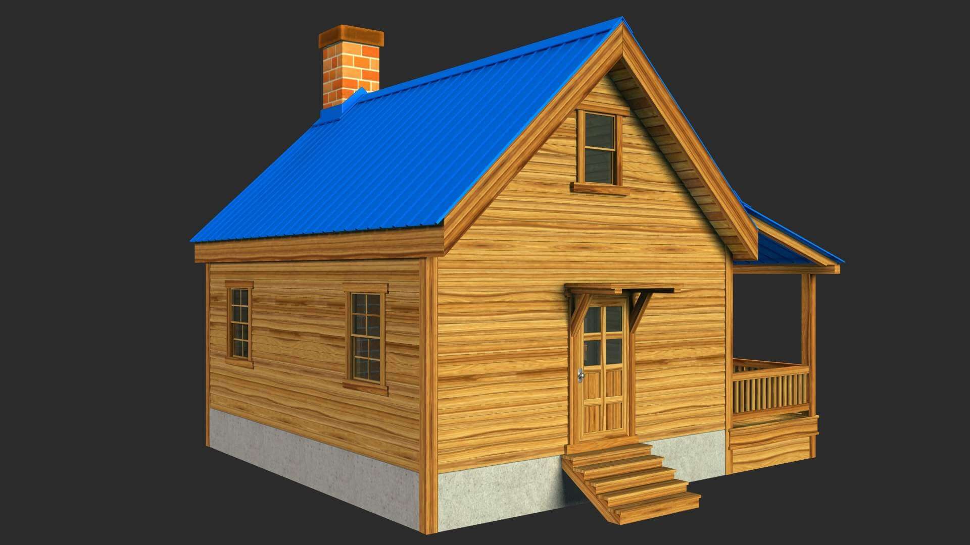Wooden House V01 - 3D Model by 3dShop
