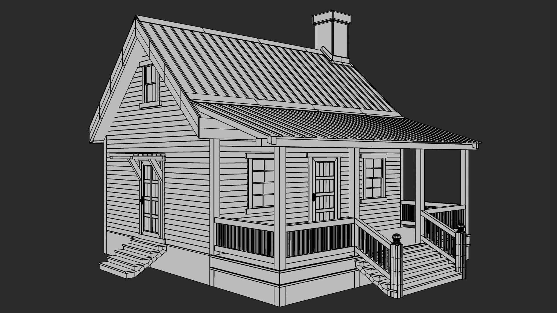 Wooden House V01 - 3D Model by 3dShop