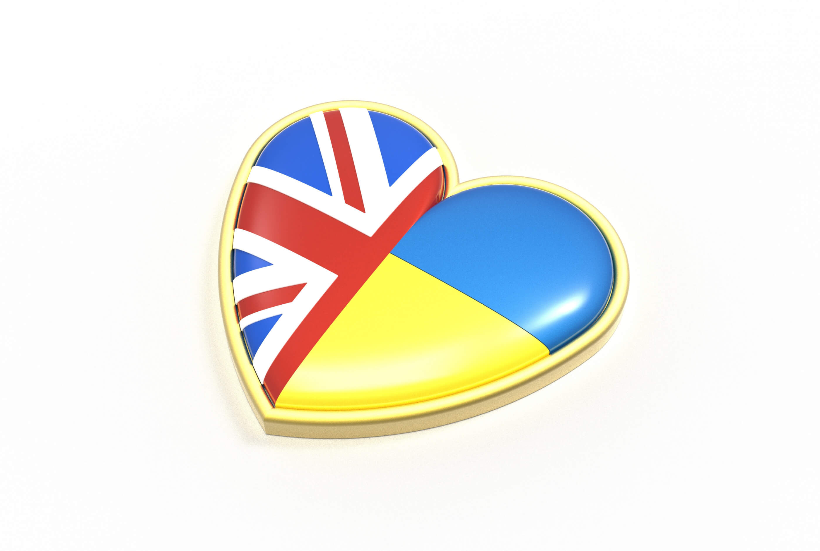 Ukraine UK Heart Badge - 3D Print Model by 3dsldworks