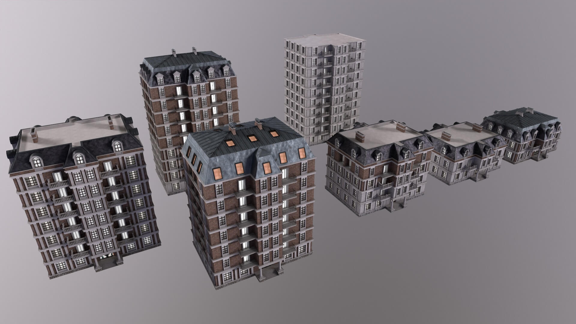 Architecture PBR City Buildings Kitbash Low-poly 3D Model by 3DsOrigami