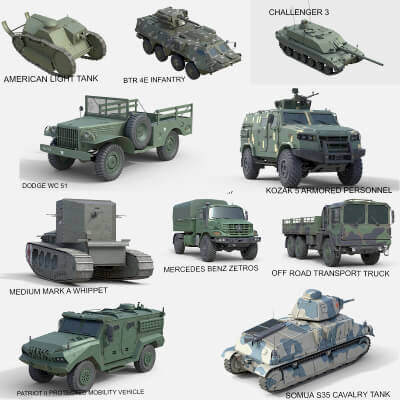 10 Military Vehicles Collection V14 - 3D Model by 3dstudio