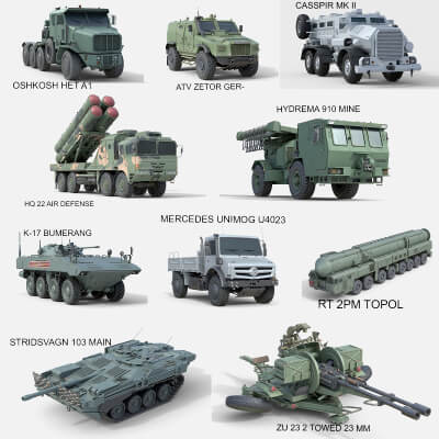 10 Military Vehicles Collection V15 - 3D Model by 3dstudio