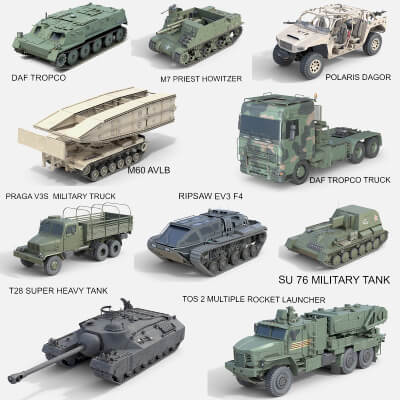 10 Military Vehicles Collection V17 - 3D Model by 3dstudio