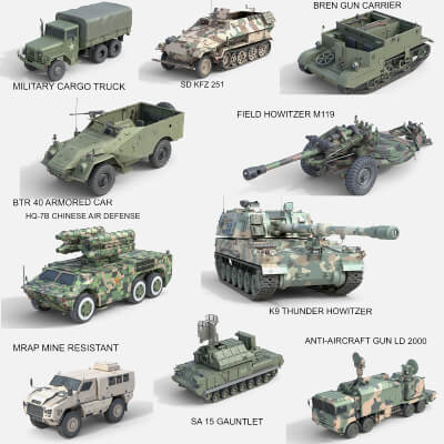 10 Military Vehicles Collection V20 - 3D Model by 3dstudio